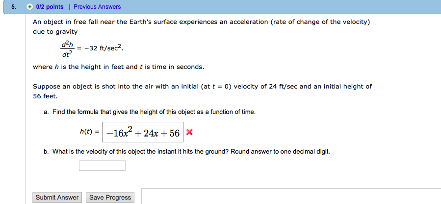 Solved An object in free fall near the Earth's surface | Chegg.com