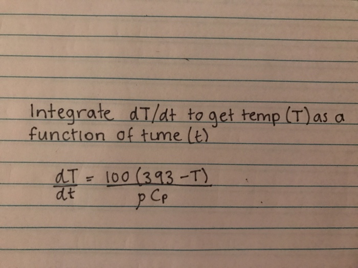 Solved Integrate dT/dt to get temp (T) as a function of | Chegg.com
