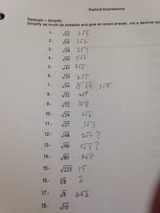 Solved Simplify as much as possible and give an exact | Chegg.com