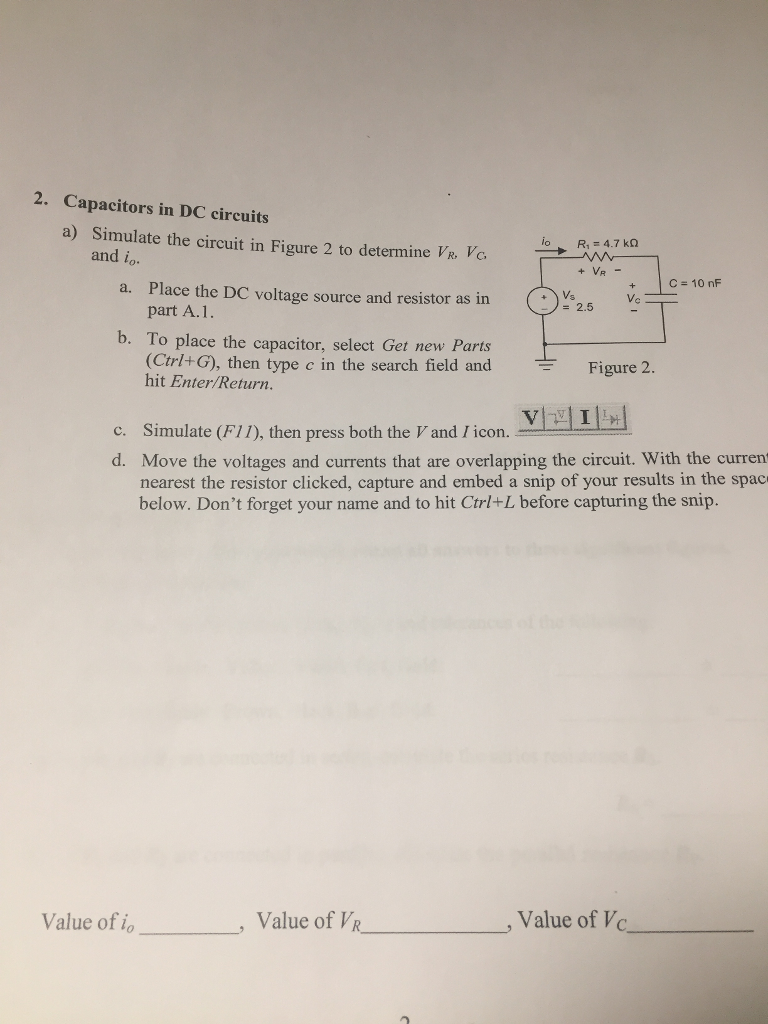 Solved 2. Capacitors in DC circuits a) Simulate the circuit | Chegg.com