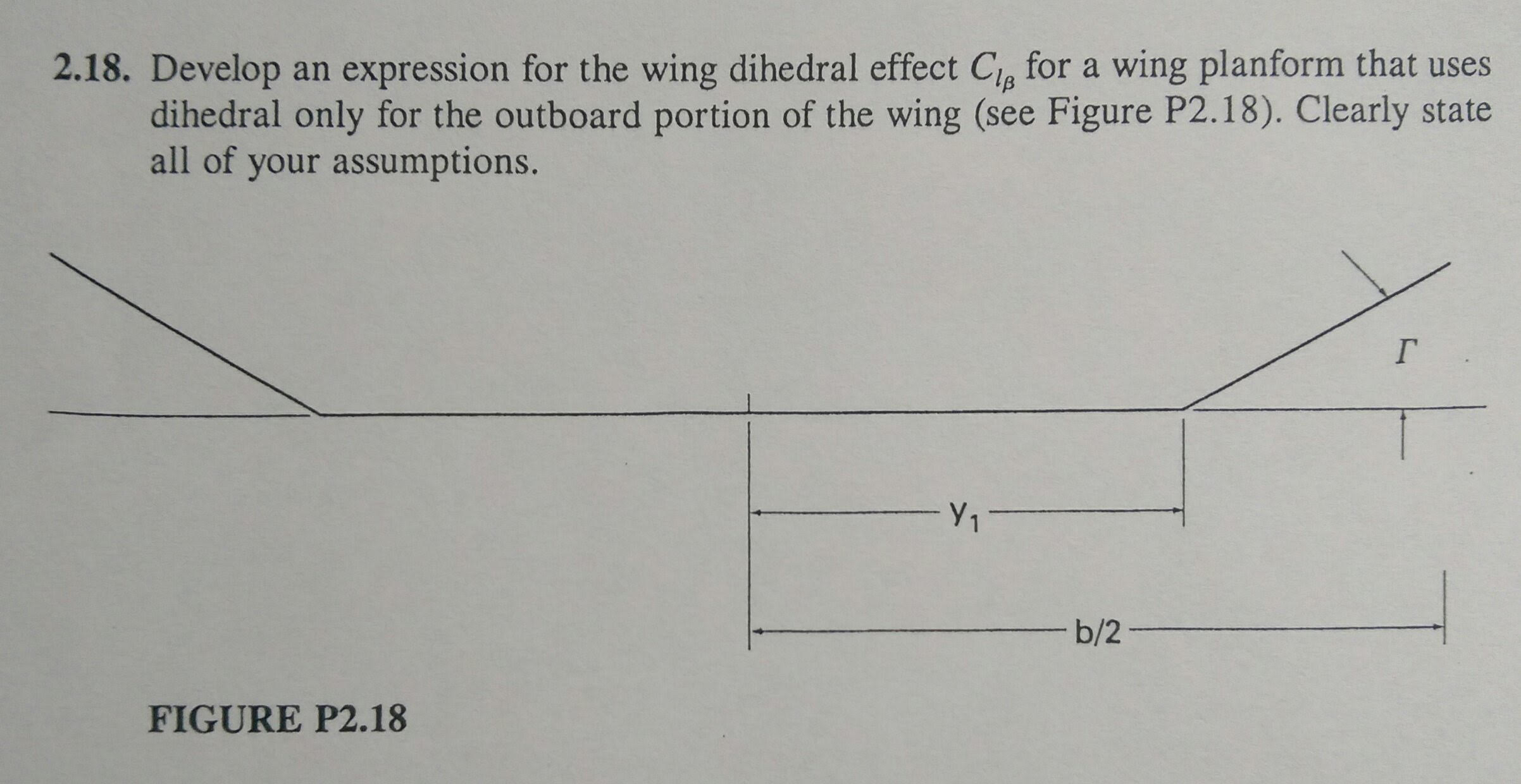 Develop an expression for the wing dihedral effect | Chegg.com