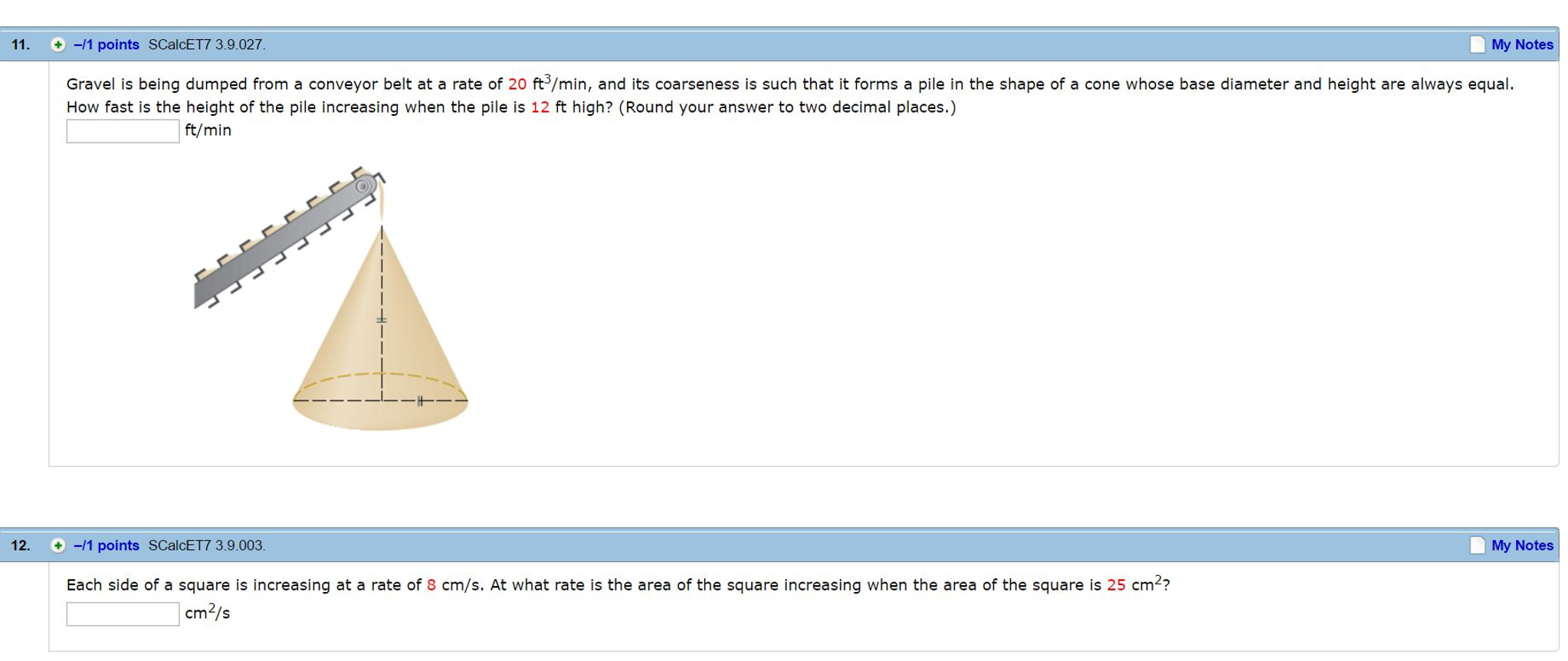 Solved Gravel Is Being Dumped From A Conveyor Belt At A Rate Chegg