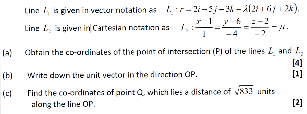 Solved Line L_1, is given in vector notation as L_1: r = 2i | Chegg.com