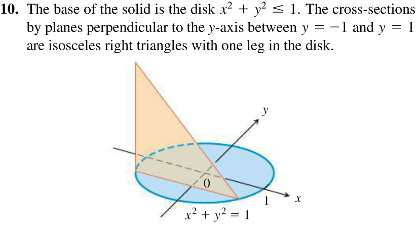 Solved 10. The base of the solid is the disk x^2 + y^2