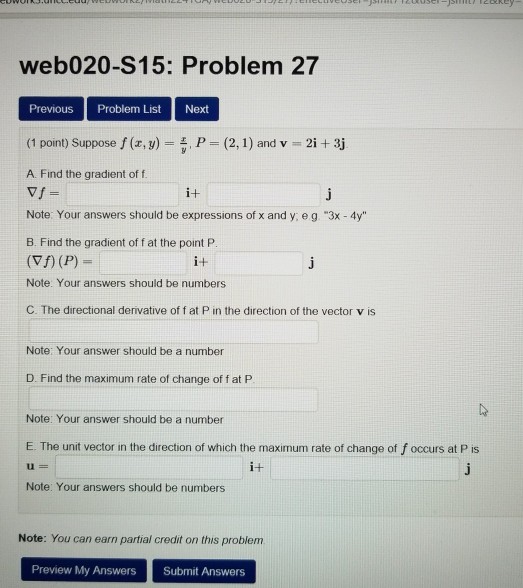 Solved web020-S15: Problem 27 Previous Problem ListNext (1 | Chegg.com