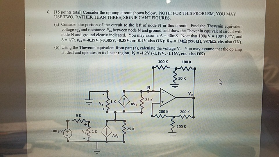 Solved [15 points total] Consider the op-amp circuit shown | Chegg.com