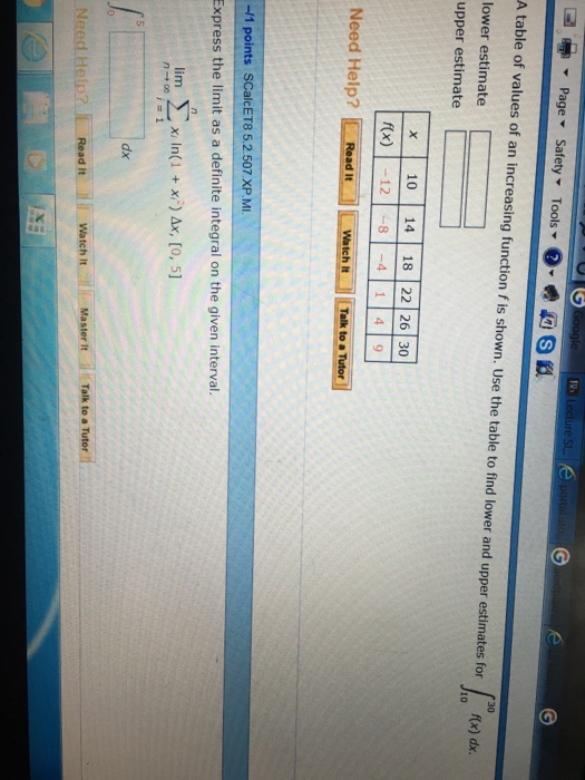Solved A Table Of Values Of An Increasing Function F Is