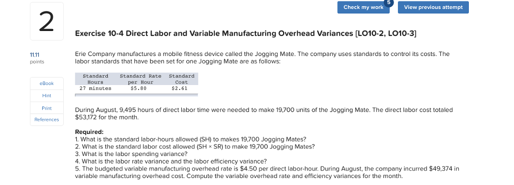 Solved Check my work View previous attempt 2 Exercise 10-4 | Chegg.com