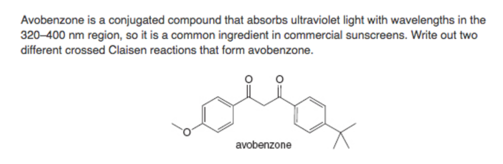 Solved Avobenzone is a conjugated compound that absorbs | Chegg.com