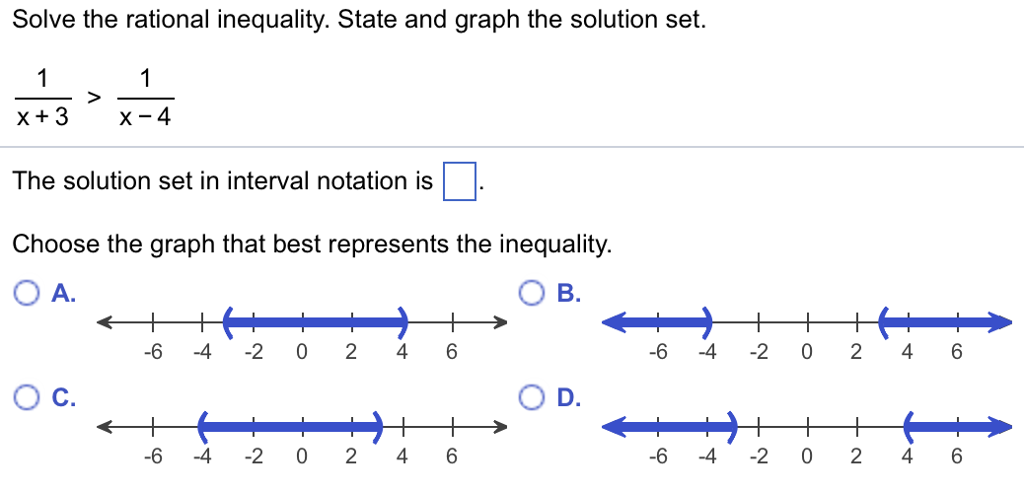 Solved Solve the rational inequality. State and graph the | Chegg.com