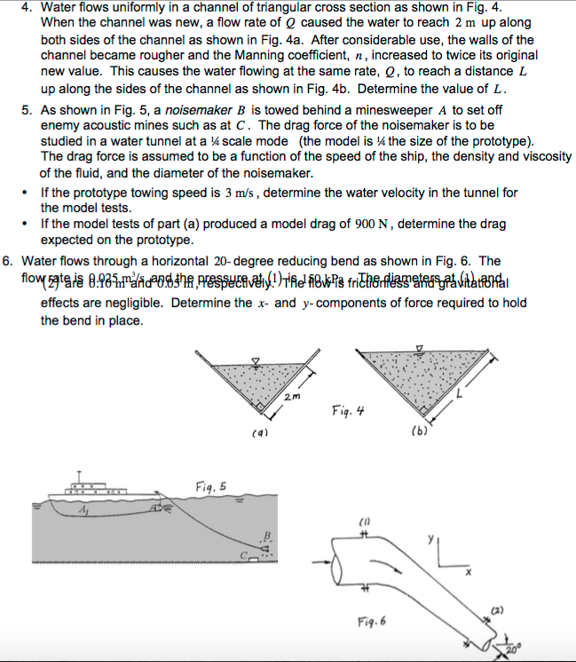 Solved Water flows uniformly in a channel of triangular | Chegg.com