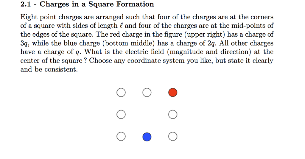 Solved 2.1 - Charges in a Square Formation Eight point | Chegg.com