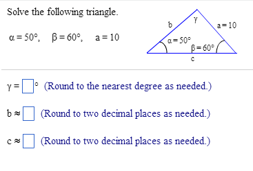 Solved Solve the following triangle alpha = 50degree, beta = | Chegg.com