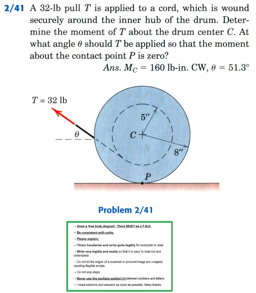 Solved 2/41 A 32-lb pull T is applied to a cord, which is | Chegg.com