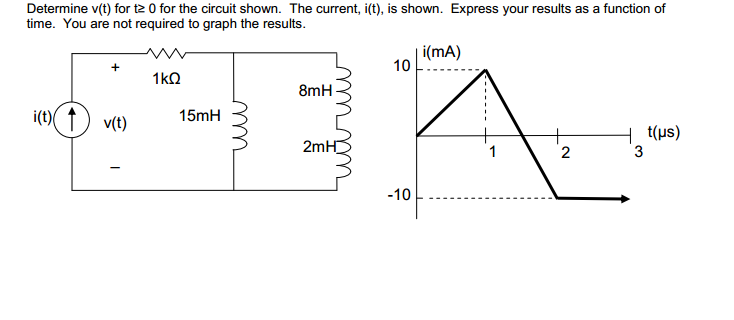 Solved Determine v(t) for t >= 0 for the circuit shown. The | Chegg.com