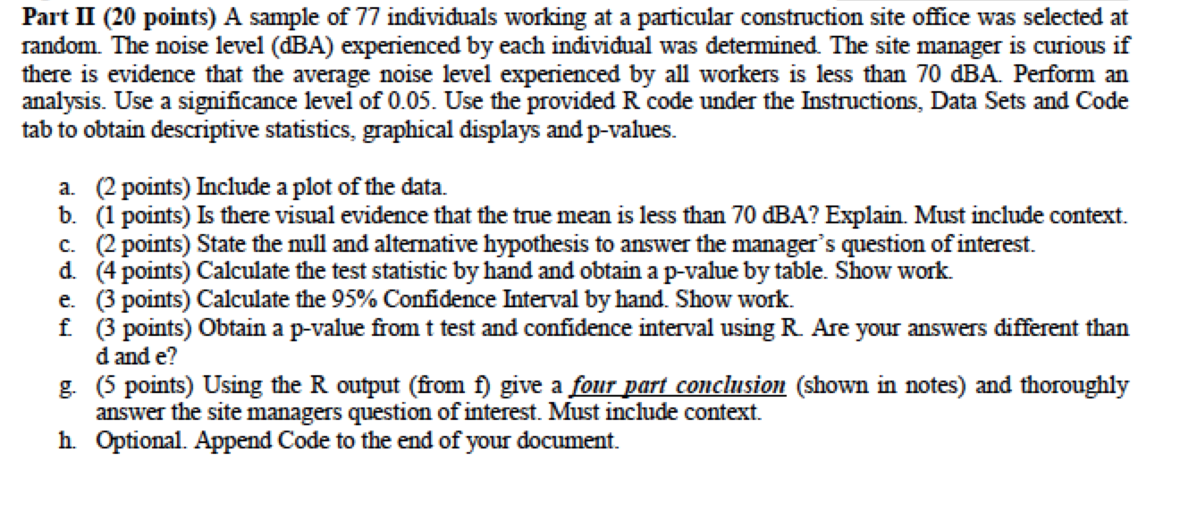 Part II (20 points) A sample of 77 individuals | Chegg.com