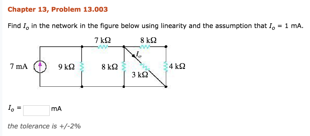 Solved Chapter 13, Problem 13.003 Find Io in the network in | Chegg.com