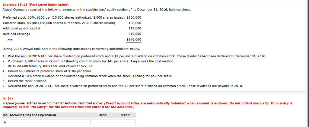 Solved Exercise 15-18 (Part Level Submission) Ayayai Company | Chegg.com