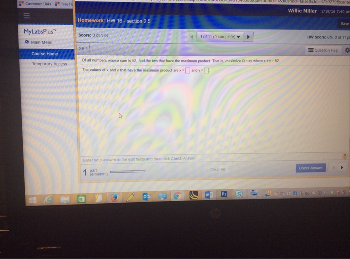 Solved Of all numbers whose sum is 52, find the two that | Chegg.com