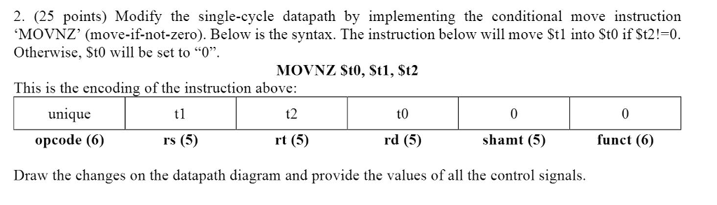 Modify The Single Cycle Datapath By Implementing The 