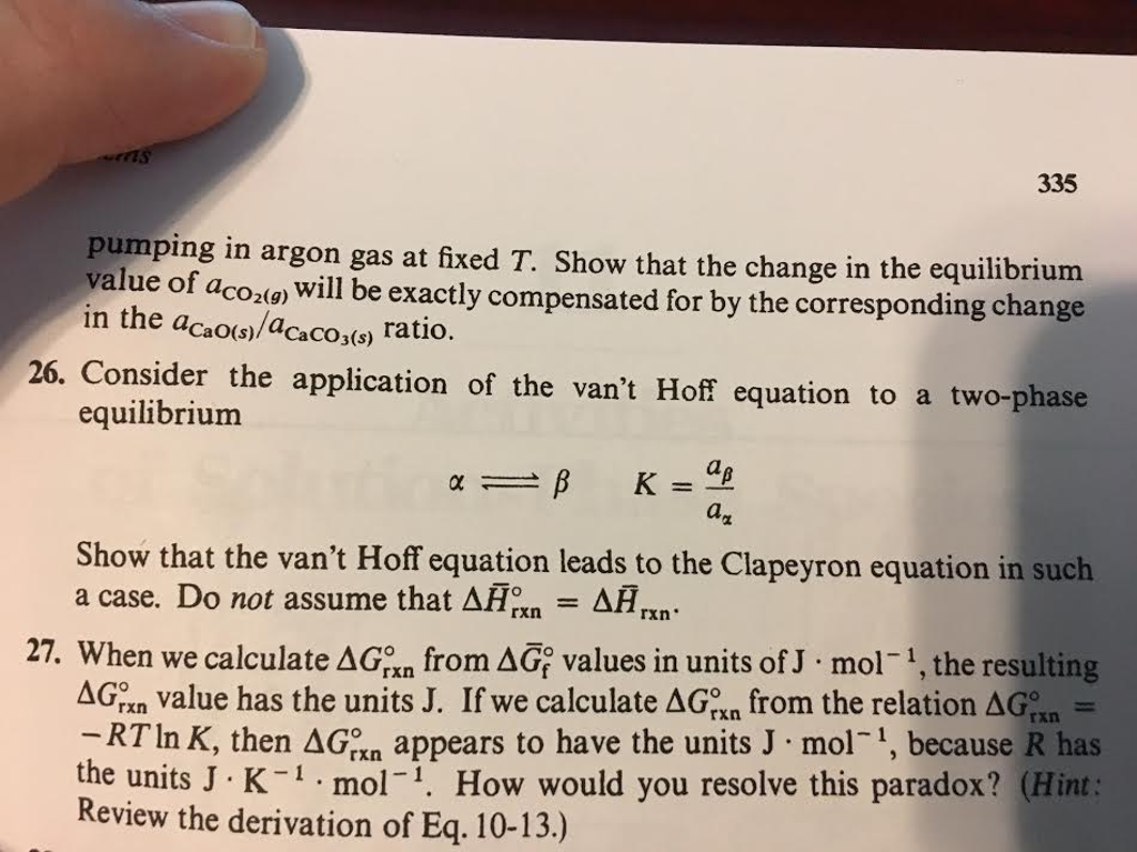 Solved Consider the application of the van't Hoff equation | Chegg.com