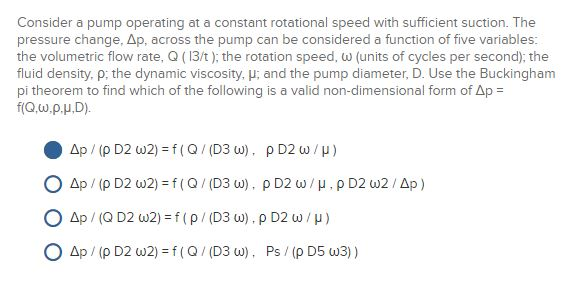 Solved Consider a pump operating at a constant rotational | Chegg.com
