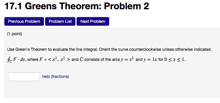 Solved 17.1 Greens Theorem: Problem 2 Previous Problem | Chegg.com
