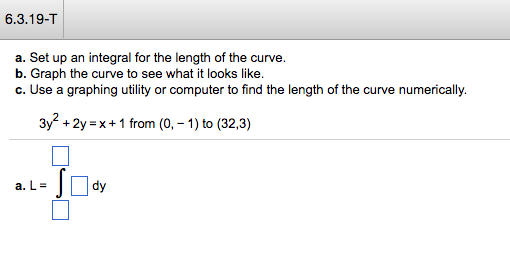 Solved Set up an integral for the length of the curve. | Chegg.com