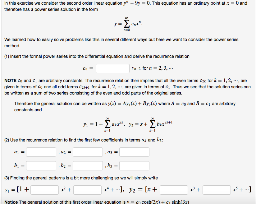 Solved In this exercise we consider the second order linear | Chegg.com