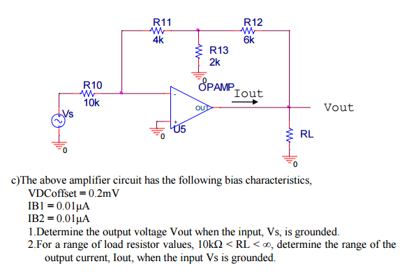 Solved Find the output voltage Vout when the input, Vs, is | Chegg.com