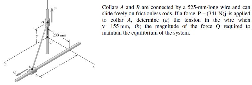 Solved Collars A and B are connected by a 525-mm-long wire | Chegg.com