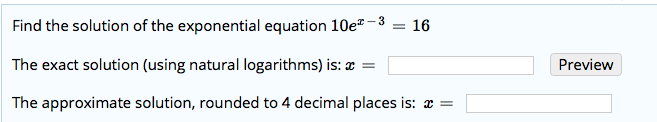 Solved Find the solution of the exponential equation 10e"316 | Chegg.com