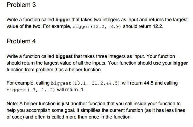 Solved Problem 1 Write a function called size that takes two | Chegg.com