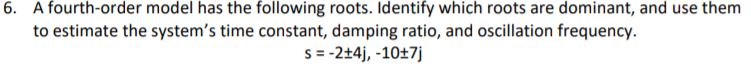 Solved 6. A fourth-order model has the following roots. | Chegg.com