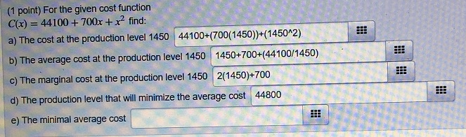 Solved For the given cost function C(x) = 44100 + 700x + | Chegg.com