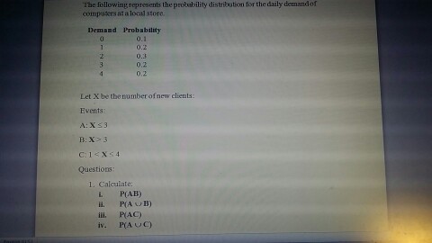 Solved The following represents the probability distribution | Chegg.com