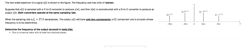 Solved The two-sided spectrum of a signal x(t) is shown in | Chegg.com