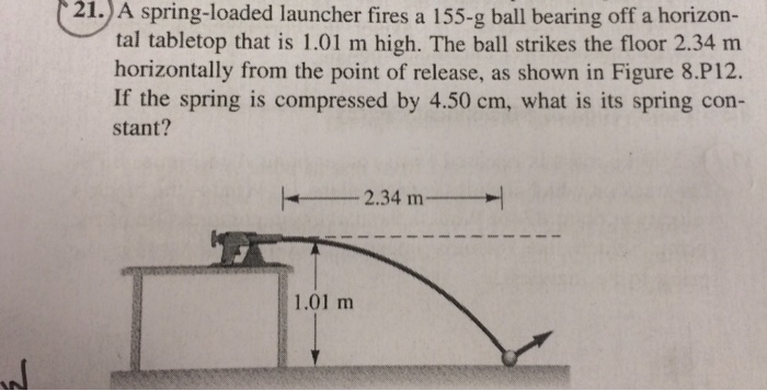 Solved A spring-loaded launcher fires a 155-g ball bearing | Chegg.com