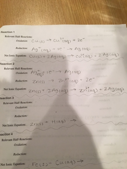 Solved Write Balanced Net Ionic Equations For Each Reaction Chegg
