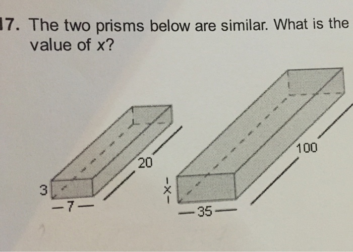 Solved The two prisms below are similar. What is the value | Chegg.com