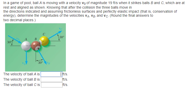 Solved In a game of pool, ball A is moving with a velocity | Chegg.com