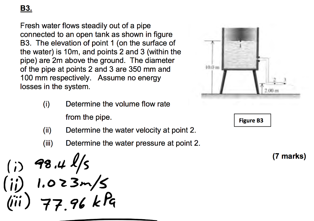 Solved B3. Fresh water flows steadily out of a pipe | Chegg.com