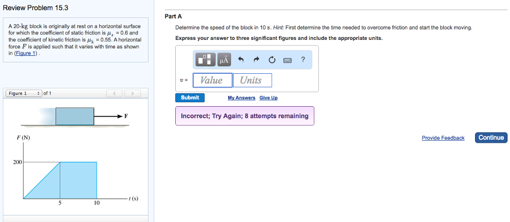 Solved A 20-kg block is originally at rest on a horizontal | Chegg.com