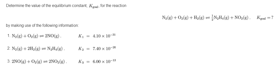 Solved Determine the value of the equilibrium constant, K | Chegg.com