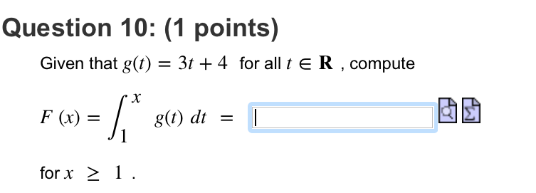 Solved Given that g(t) = 3t + 4 for all t Element of R, | Chegg.com