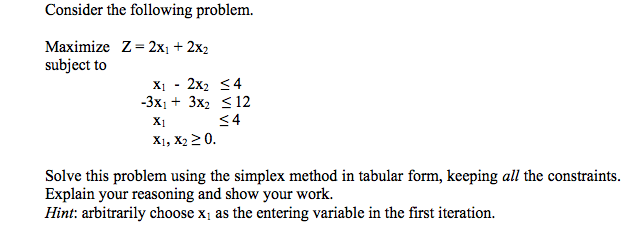 Solved Consider the following problem. Maximize Z = 2x1 + | Chegg.com
