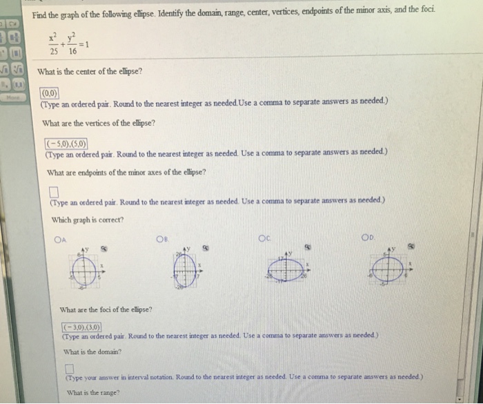Solved Find the graph of the following ellipse Identify the | Chegg.com