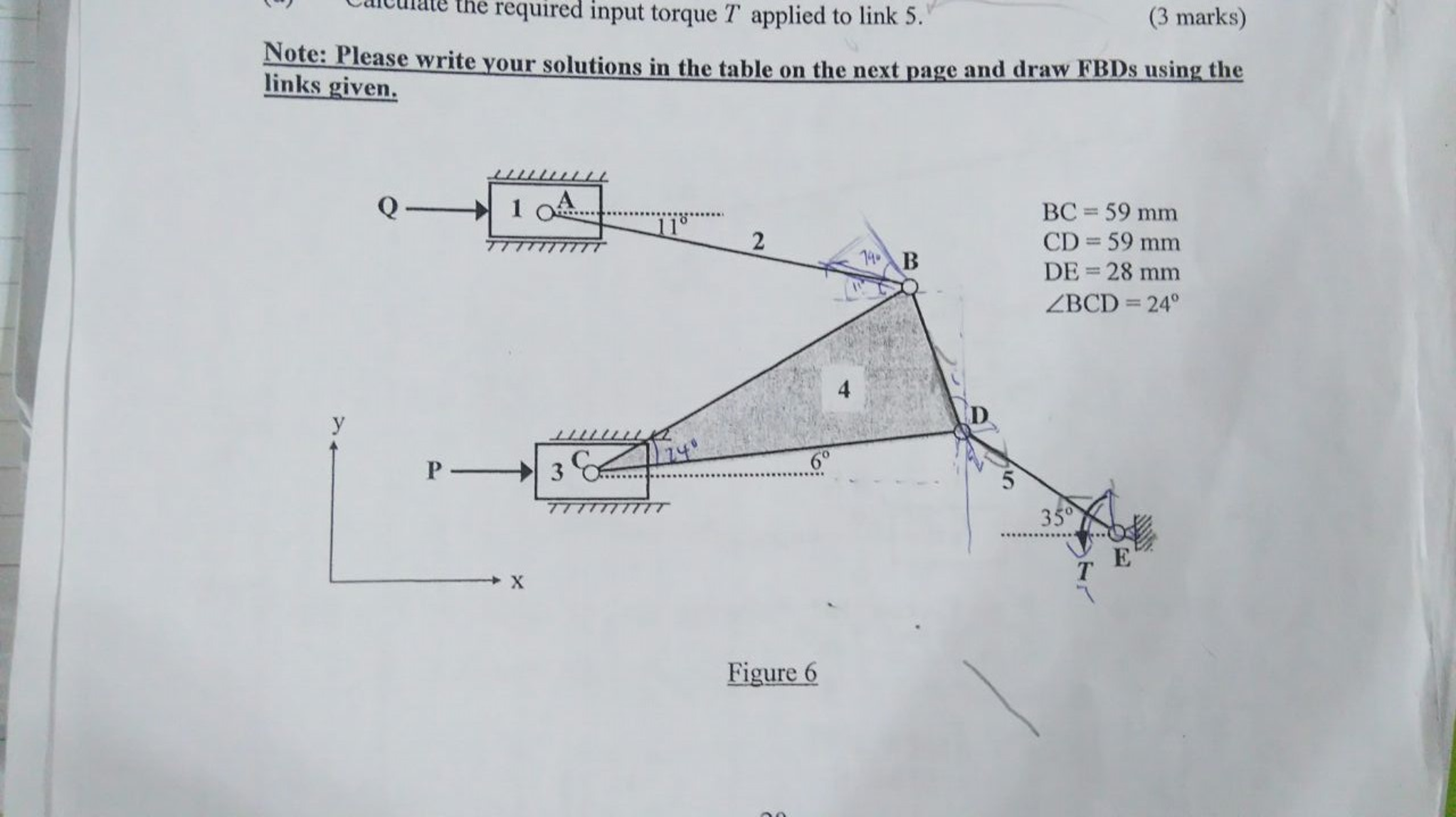Figure 5 shows 6-bar Planar mechanism in static | Chegg.com