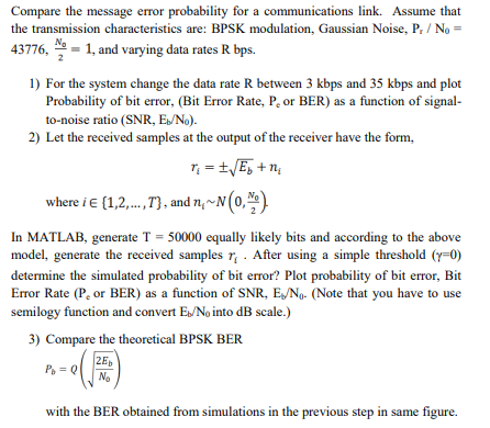 Solved Compare the message error probability for a | Chegg.com