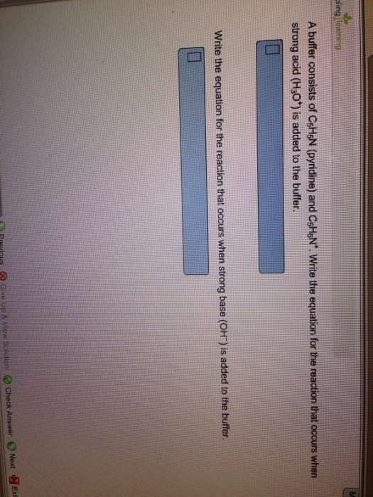 Solved A buffer consists of C5H5N (pyridine) and C_5H_6N+. | Chegg.com